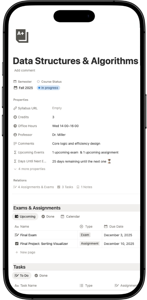 Notion Student Planner Template for University & College